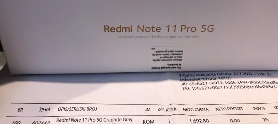 XIAOMI REDMI NOTE 11 PRO 5G 6/128. NOVO! R1/ RATE!
