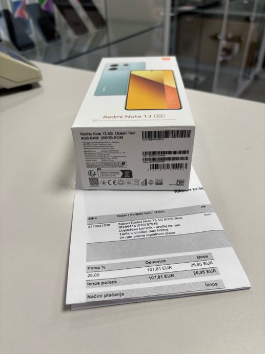 Xiaomi Redmi Note 13 5G 8/256GB, NOVO, GARANCIJA, R1 račun
