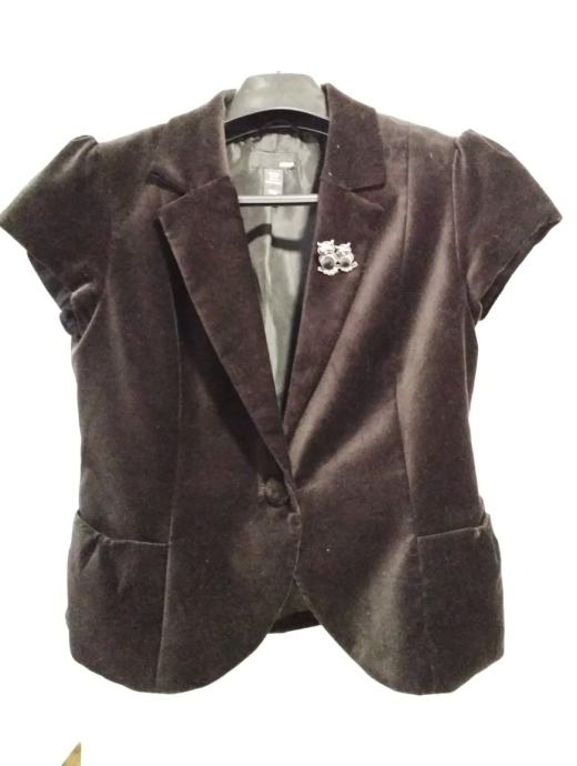 Crni pliš sako bez rukava