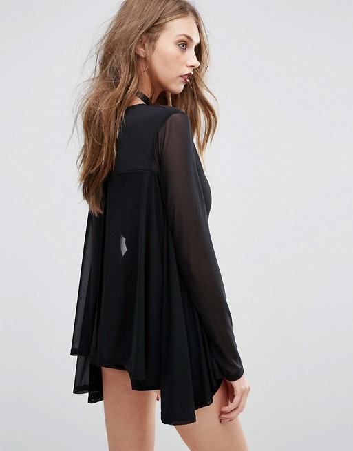 Missguided Halloween Mesh Cape Playsuit