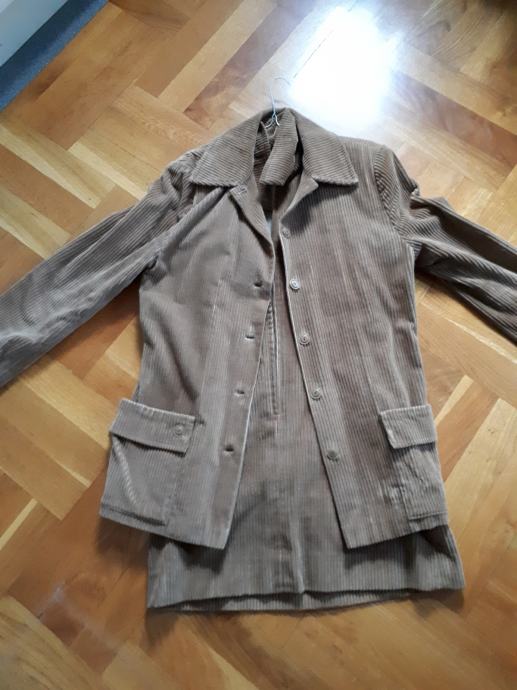 STEFANEL krojeni SAMTANI komplet, jakna + haljina/tunika bez rukava