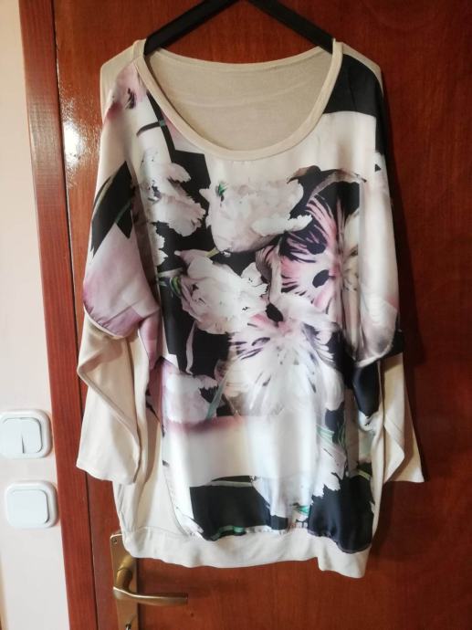 BLUZA SA APLIKACIJOM BEŽ BOJE / OVERSIZED
