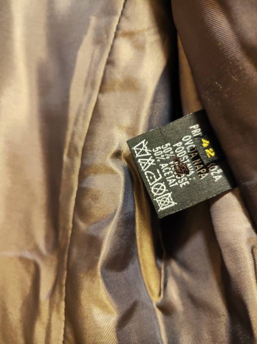 Ženski smeđi kožni kaput Enrico Coveri, talijanska moda, veličina 42