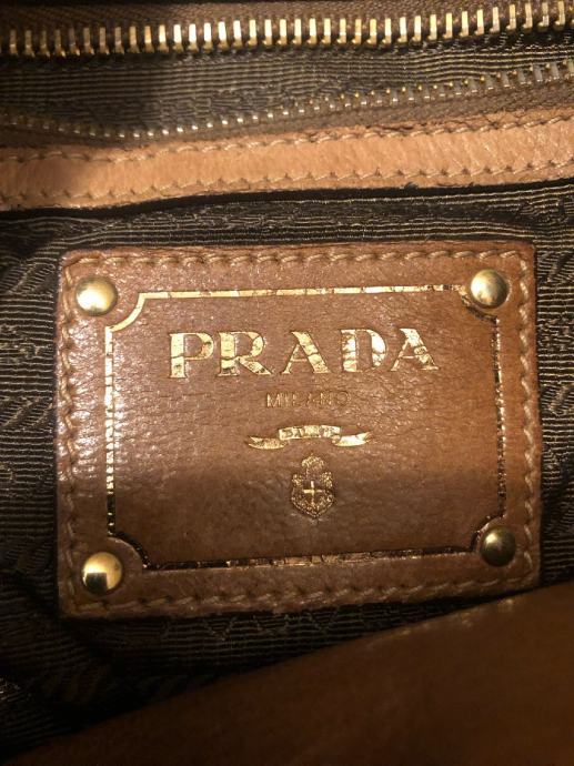 ORIGINAL PRADA CERVO SHINE HOBO NOCCIOLO VINTAGE TORBA