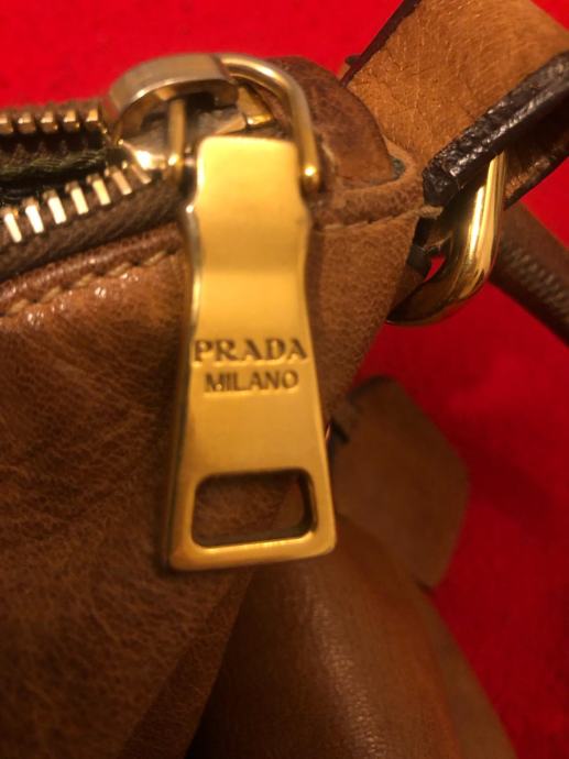 ORIGINAL PRADA CERVO SHINE HOBO NOCCIOLO VINTAGE TORBA
