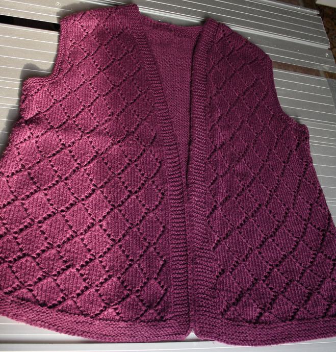 Ručno štrikani prsluk bez rukava - univerzalan broj - tamnoljubičasti