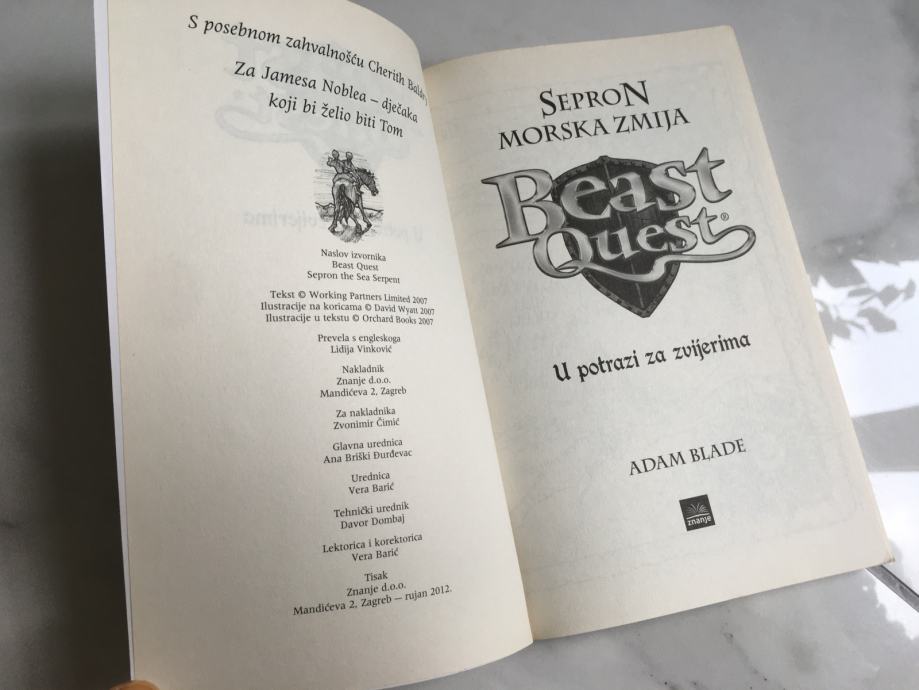 Blade, BEAST QUEST - U POTRAZI ZA ZVIJERIMA: SEPRON / ARCTA