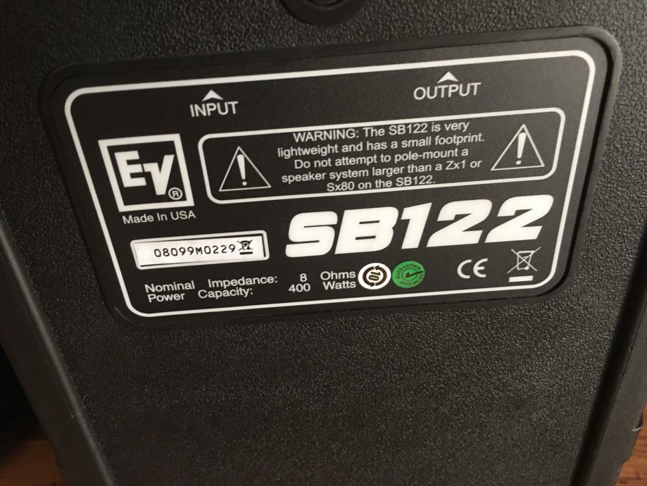 Electro Voice EV SB 122 pasivni subwoofer 400/1600 W ; PRILIKA
