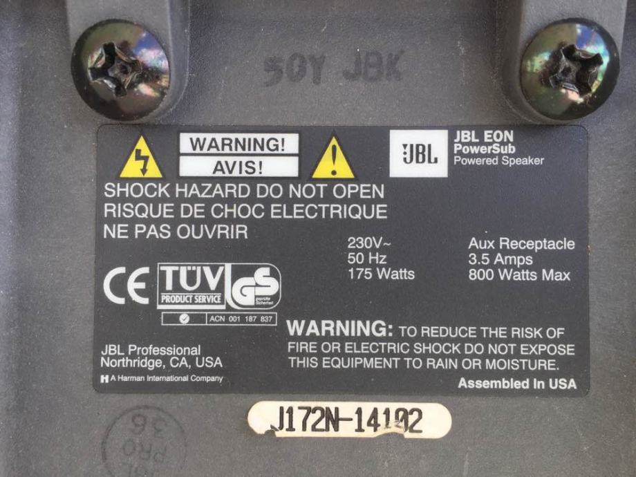 Par Jbl Eon Power 15 + Eon Power Sub aktivni razglas - 4 kutije