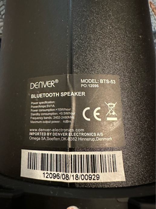 Denver Bežični Bluetooth Zvučnik