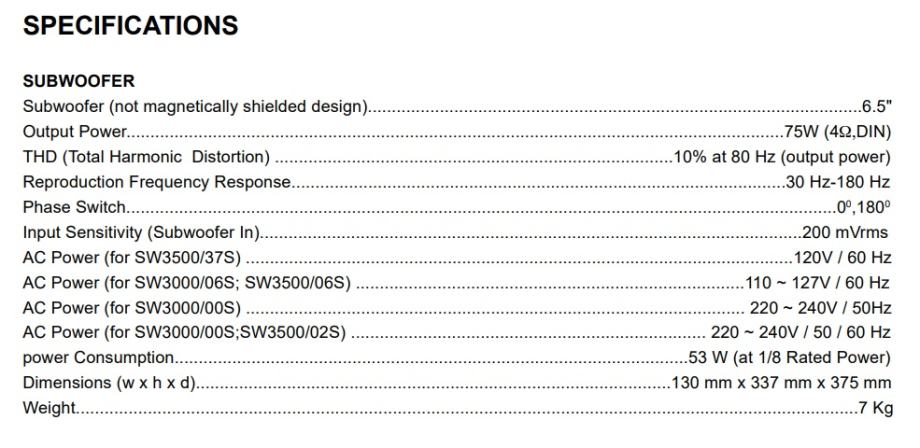 Philips SW3000/00S Sub