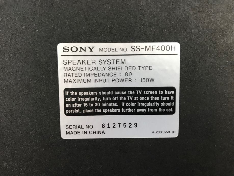 SONY SS-MF400H Samostoječi trosistemski bas ref. zvučnici, 150 Watta