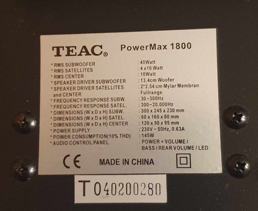TEAC POWER MAX 1800