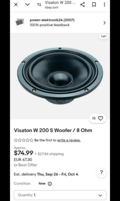 Visaton V 200 S 200W woofer 20cm 8 ohm