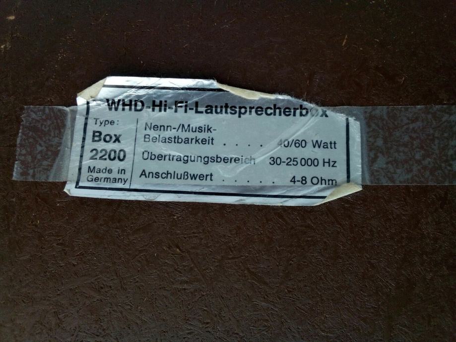 WHD Box 2200, 3-stazni 60 W zvučnici, kalotni visokotonci, skretnice