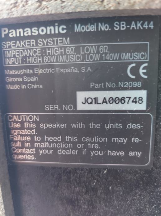Zvucnici panasonic sb-ak 44 (kao novo)