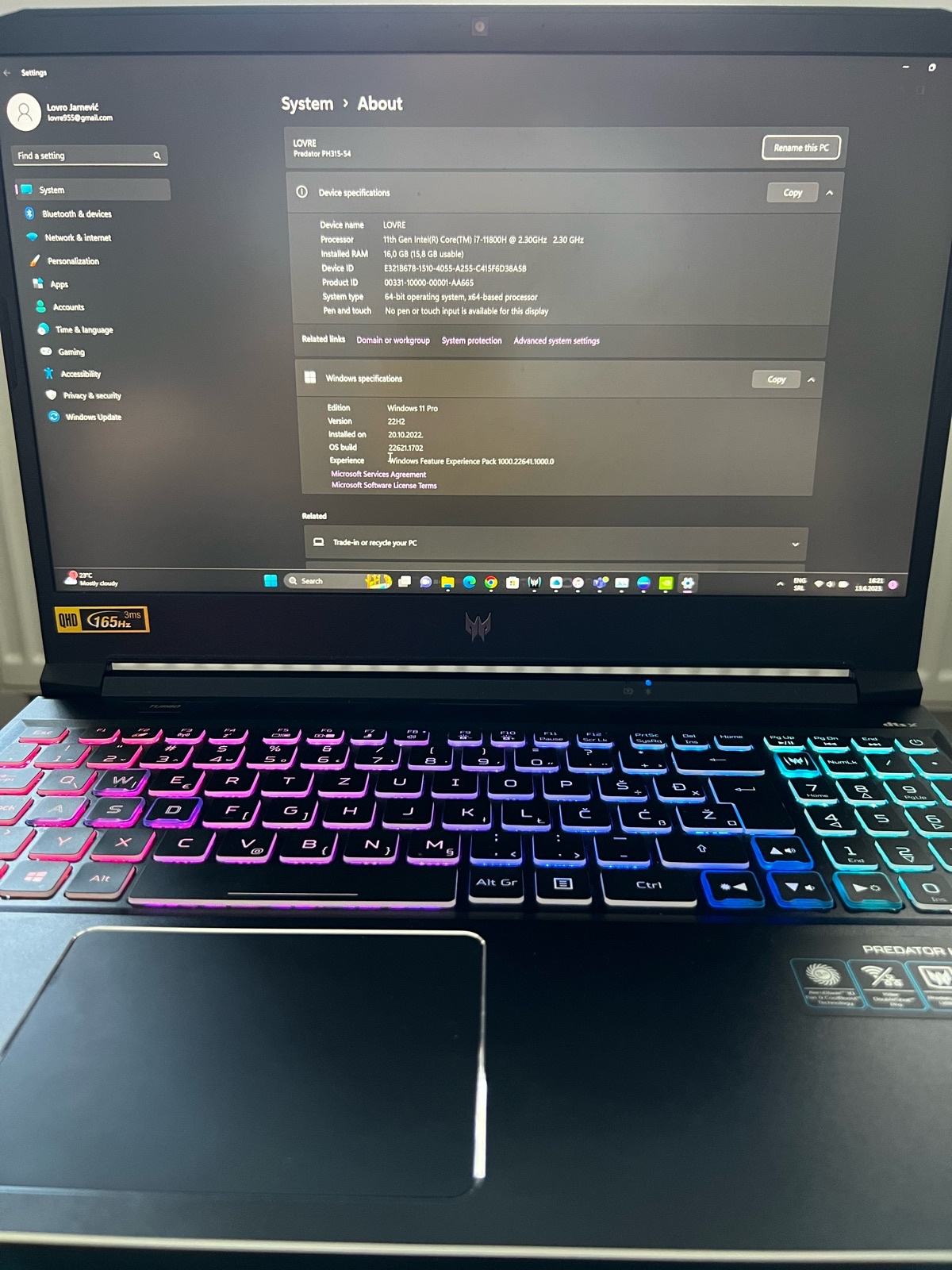 Acer Predator Helios 300 *Pod Garancijom* i7 11800h RTX 3070 16GB 1TB