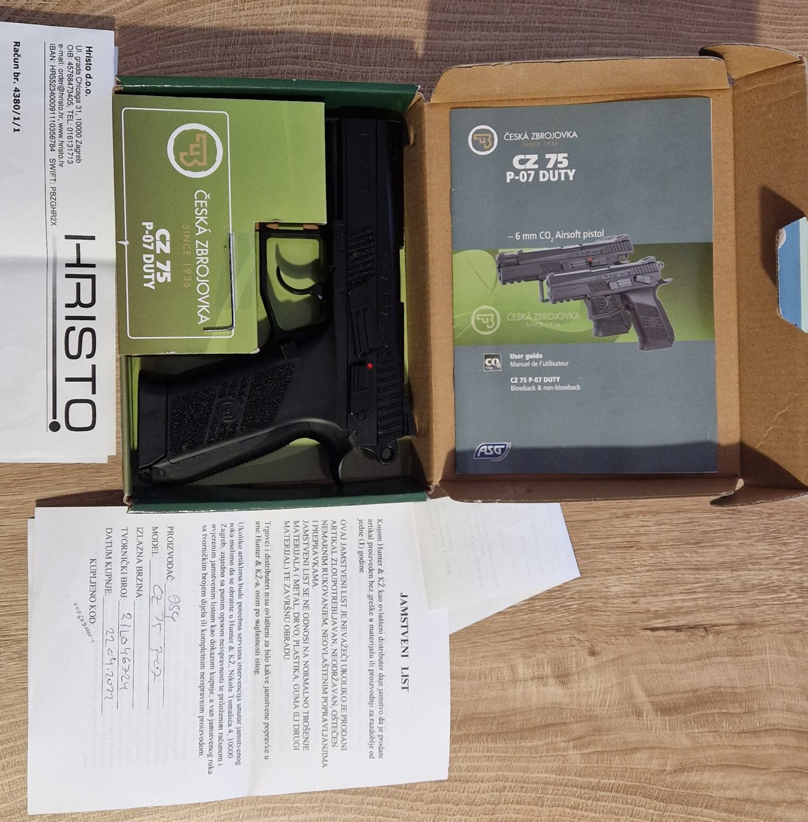 Airsoft CO2 pištolj Česká Zbrojovka CZ 75 P-07 DUTY+prigušivač+kofer