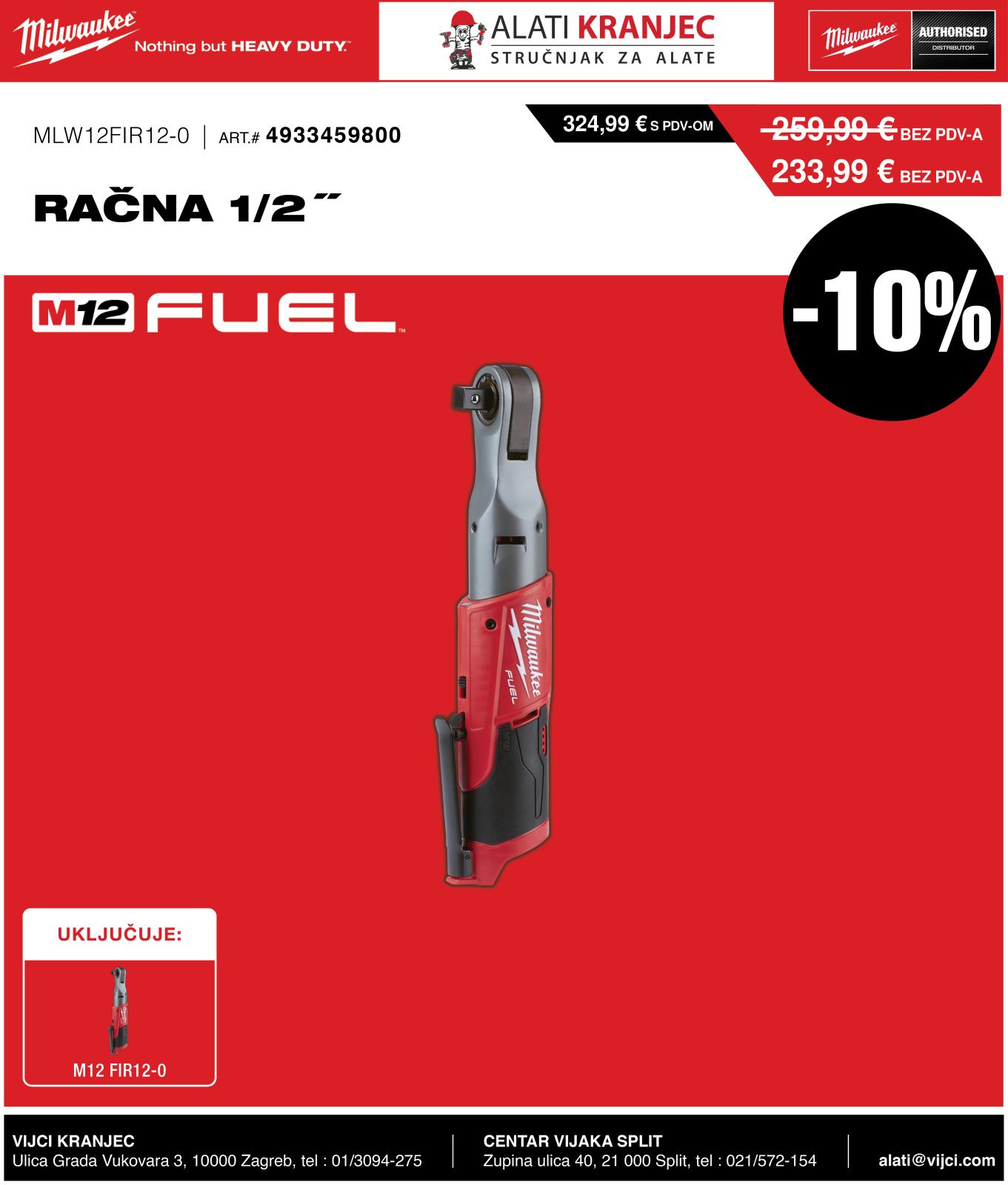 MILWAUKEE M12FIR12-0 MILWAUKEE AKU. RAČNA