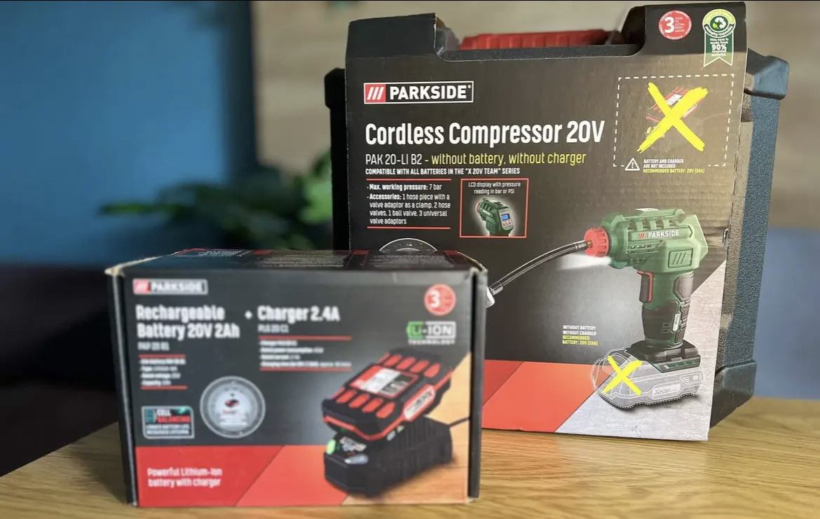 PARKSIDE AKU KOMPRESOR 20V U KOMPLETU S BATERIJOM I PUNJAČEM