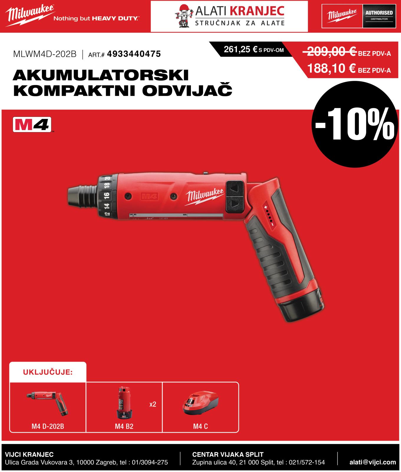 M4D-202B MILWAUKEE AKU. UVRTAČ