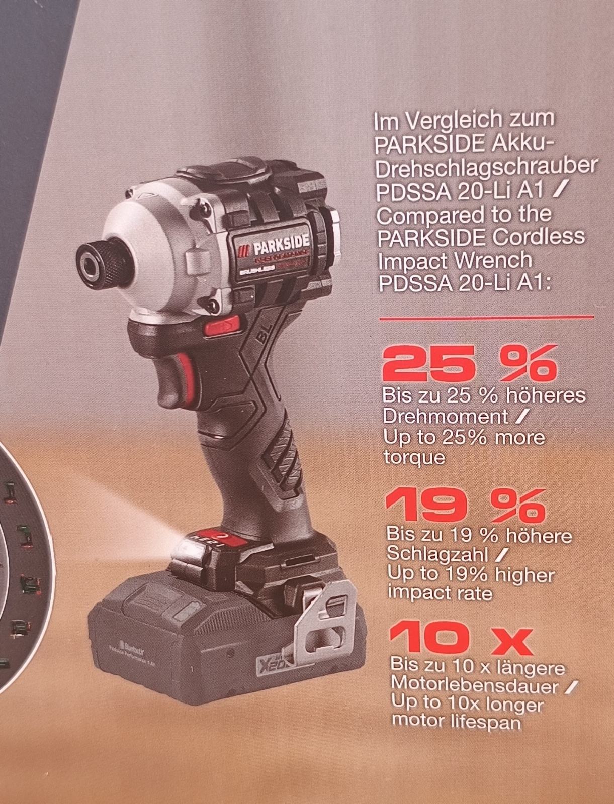 PARKSIDE Cordless Impact Wrench PDSSA 20-Li A1 NOVO i Zapakirano