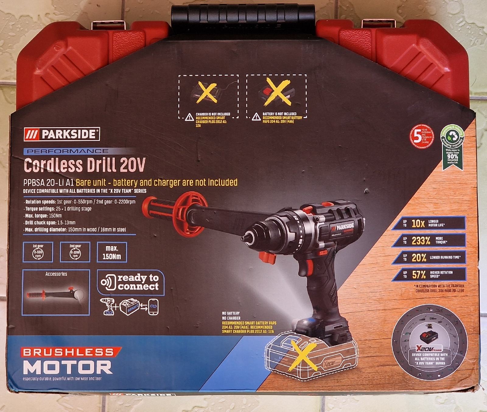 PARKSIDE PERFORMANCE PPBSA 20-li A1 aku bušilica 150NM - NOVO