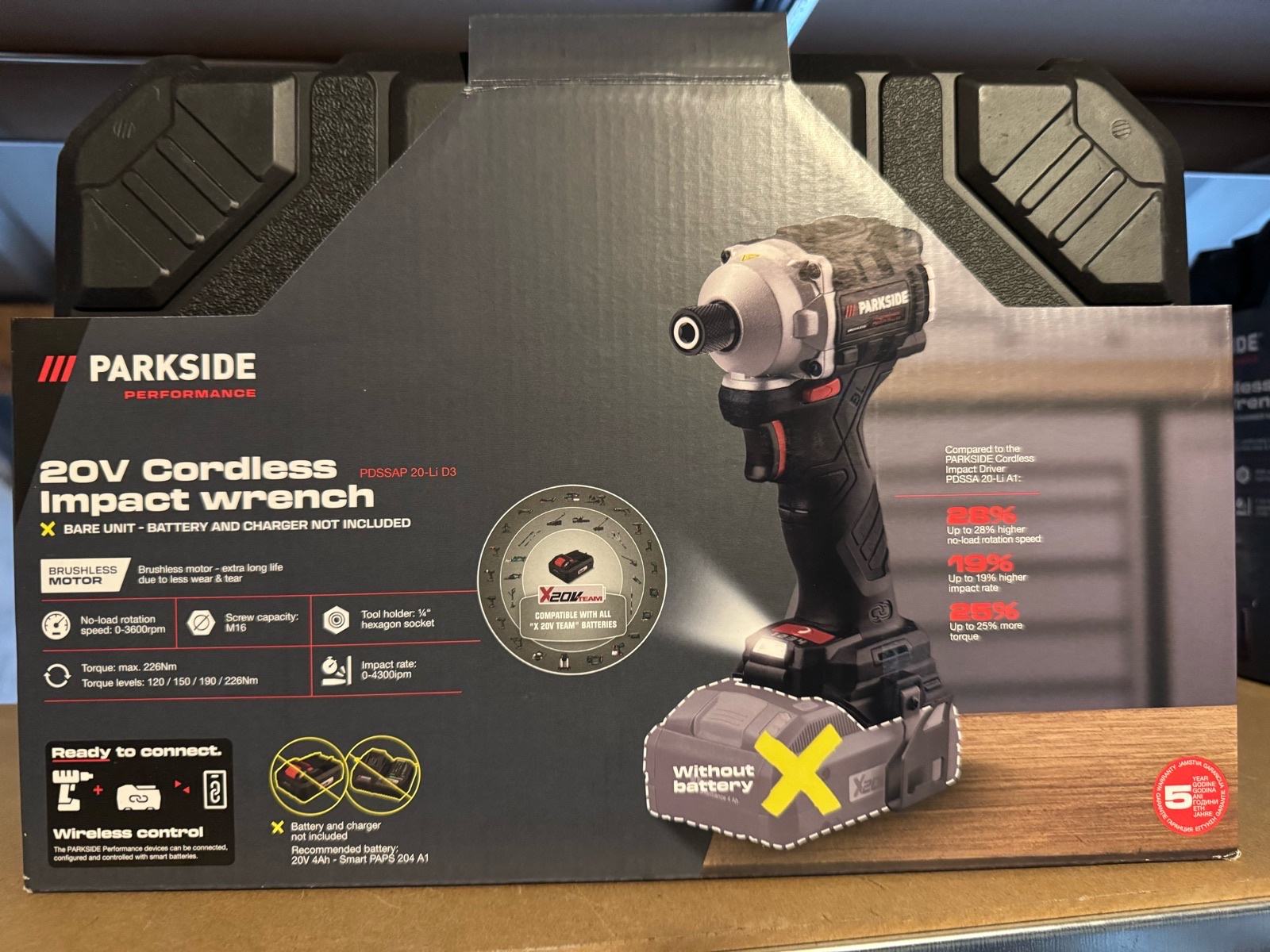 PARKSIDE PERFORMANCE UDARNI ODVIJAČ ZA BITOVE 20V