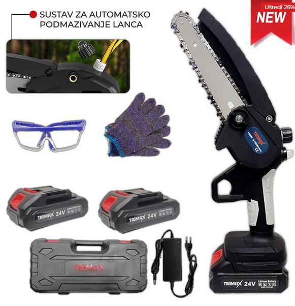 Mini aku pila 19 cm 24Vx2 sa sustavom za podmazivanje lanca | NOVO