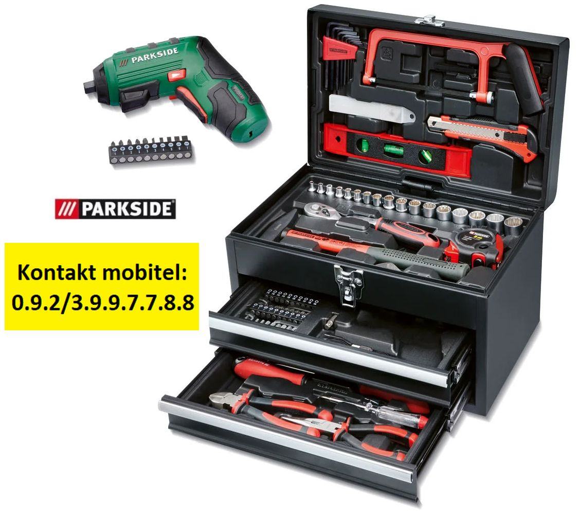Parkside metalna kutija s alatom i 4V odvijacem PWBM A1, 92kom (NOVO)