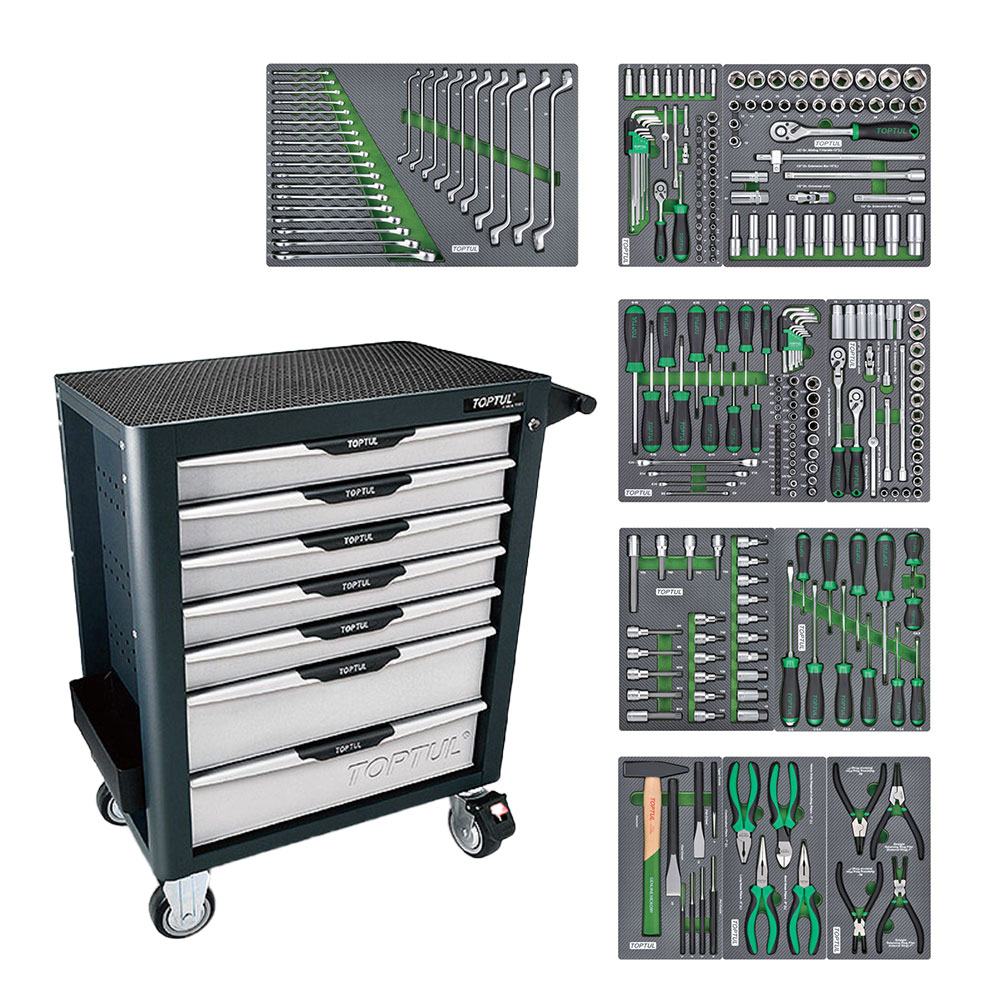 TOPTUL radionička kolica sa alatom PRO-PLUS 7 ladica 261 dj. GE26109-T