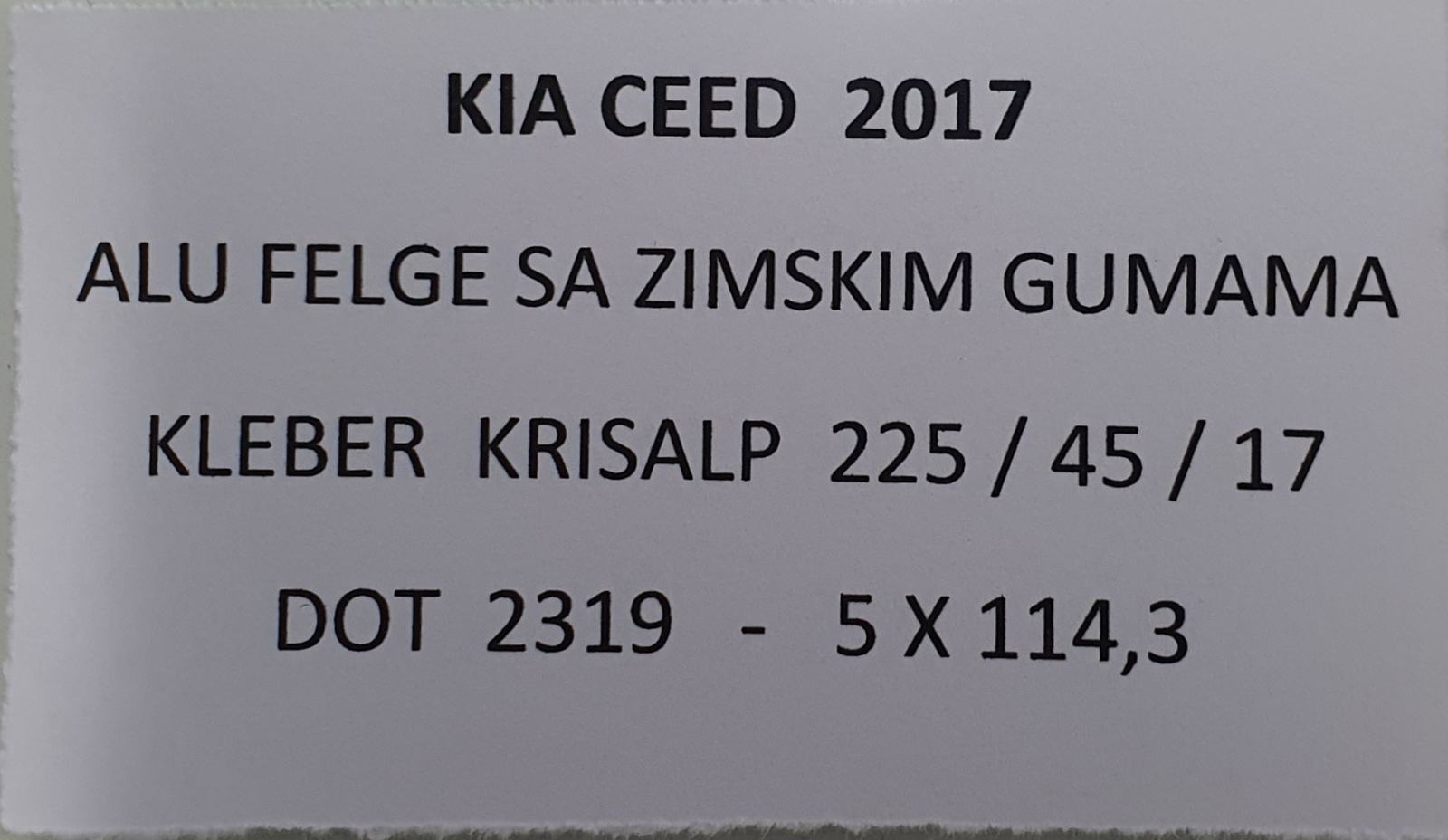 Alu felge 17 Kia Ceed sa zimskim gumama 225/45 R17