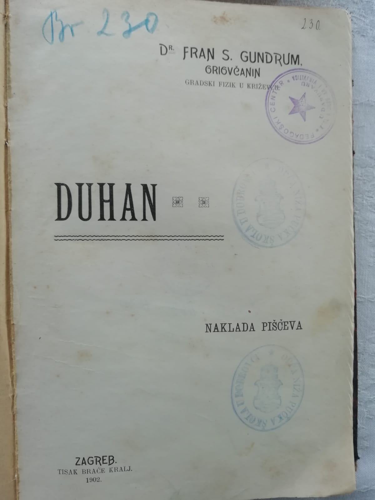 Dr. Fran Gundrum Oriovčanin - Duhan (1902.)