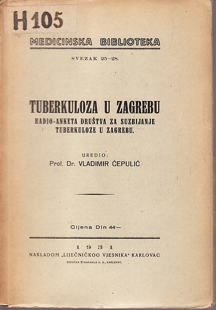 DRAGO ĆEPULIĆ - TUBERKULOZA ... 3 KNJIGE