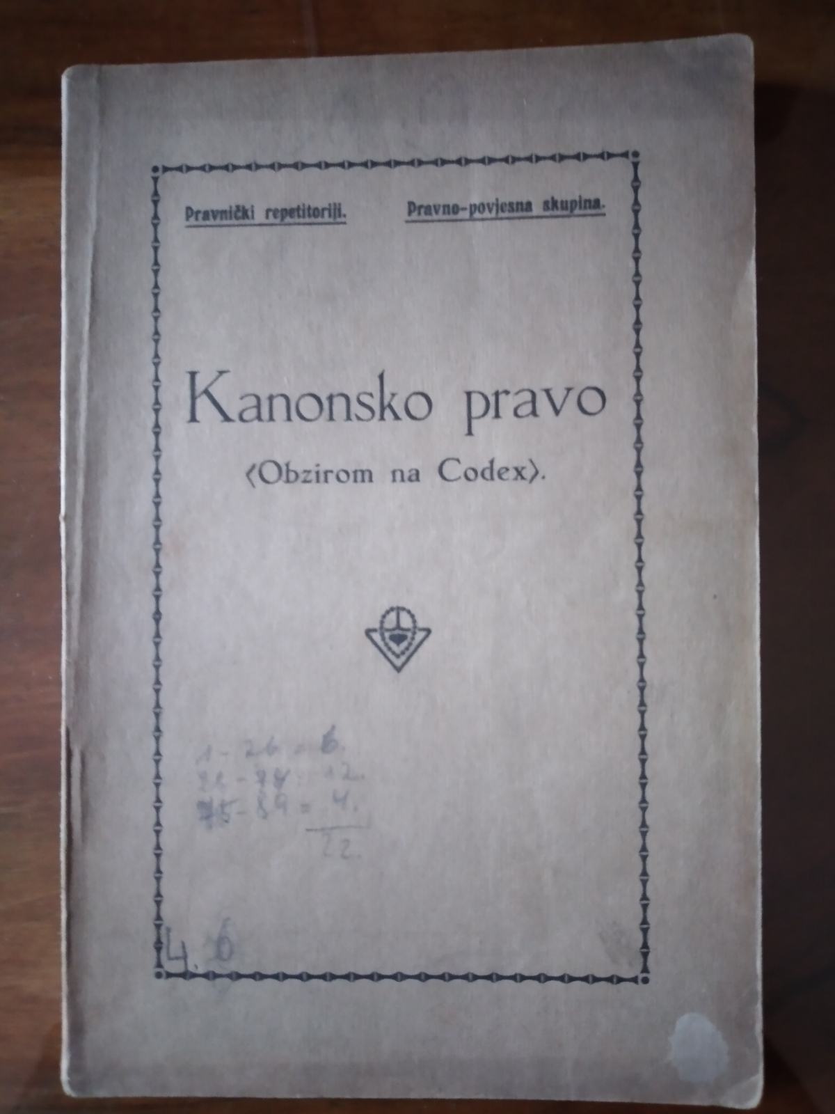 KANONSKO PRAVO (OBZIROM NA CODEX), 1920 - 1930