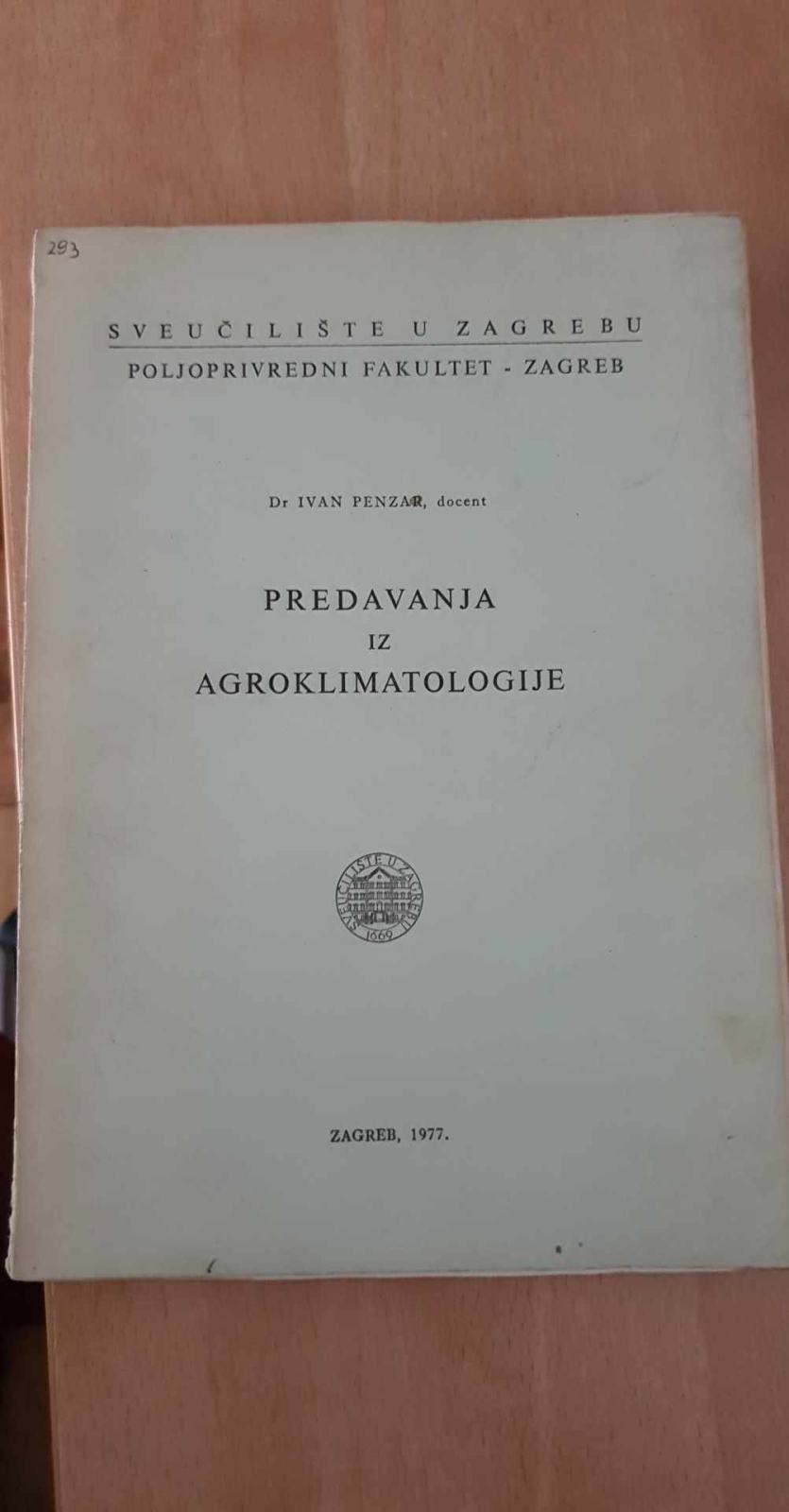 Predavanja iz agroklimatolgije, Penzar 1977