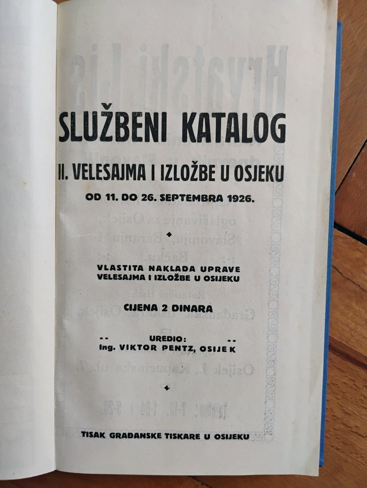 Službeni katalog II. Velesajma i izložbe u Osijeku - 1926.