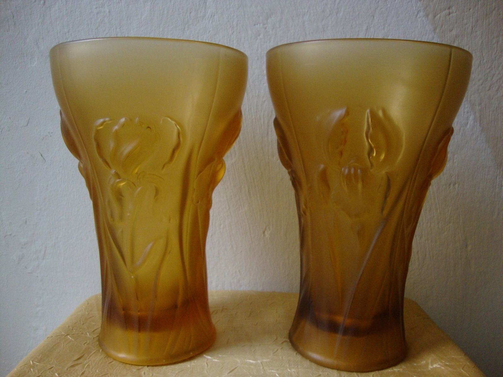 ART DECO IRIS VASE JOSEF INWALD 1930./ PAR VAZA MUTNO STAKLO