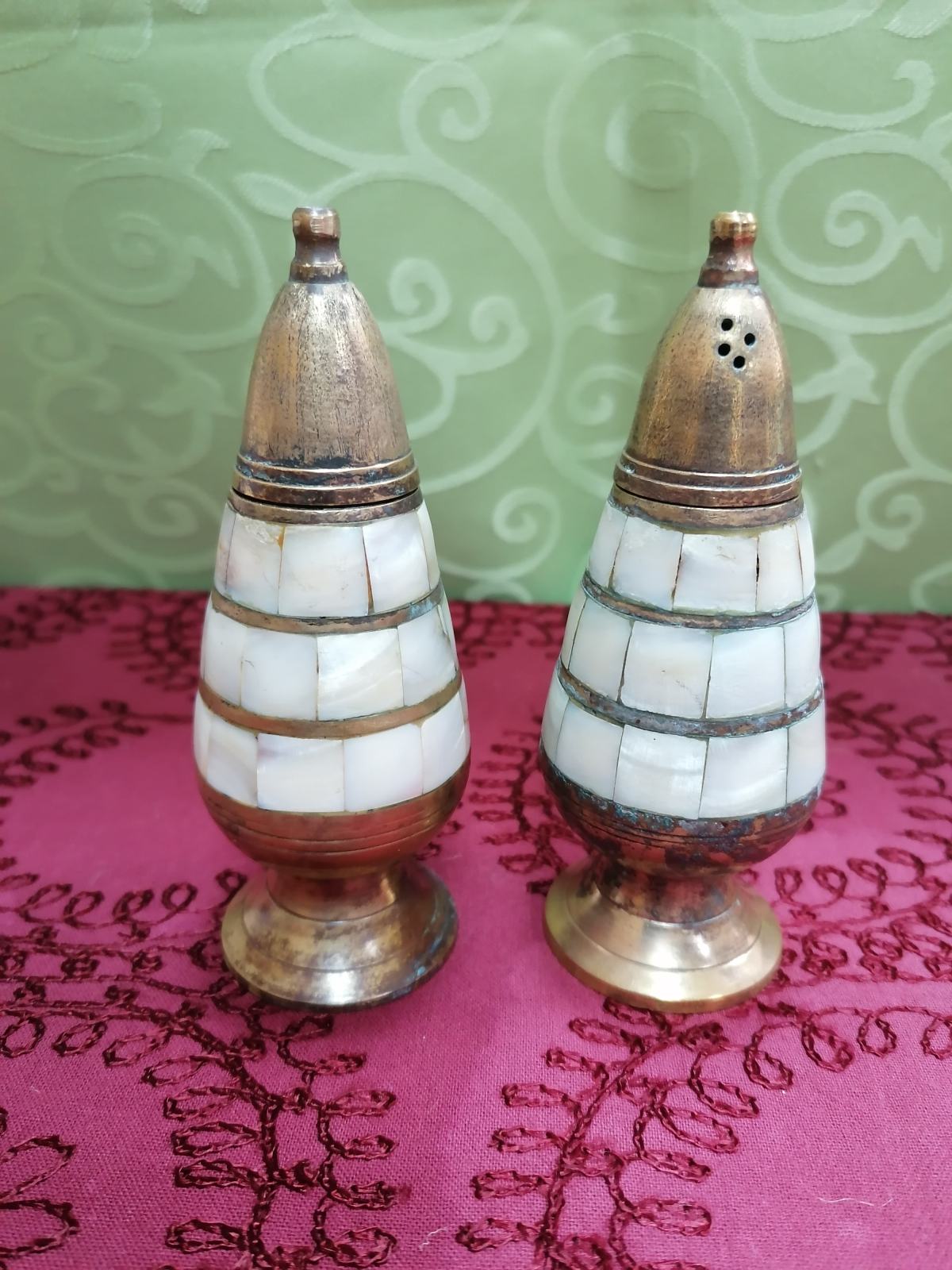 Komplet za sol i papar - mesing i sedef - rijetko