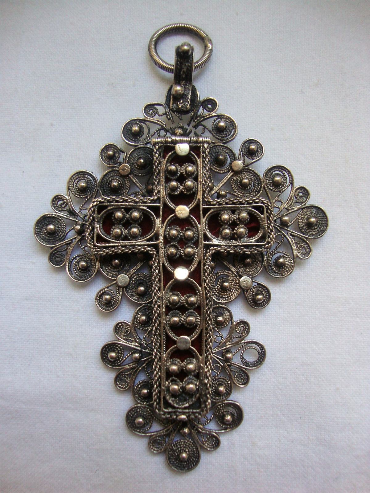 KRIŽ FILIGRAN TRADICIJSKI NAKIT PRIVJESAK DALMACIJA 19.st. SREBRO