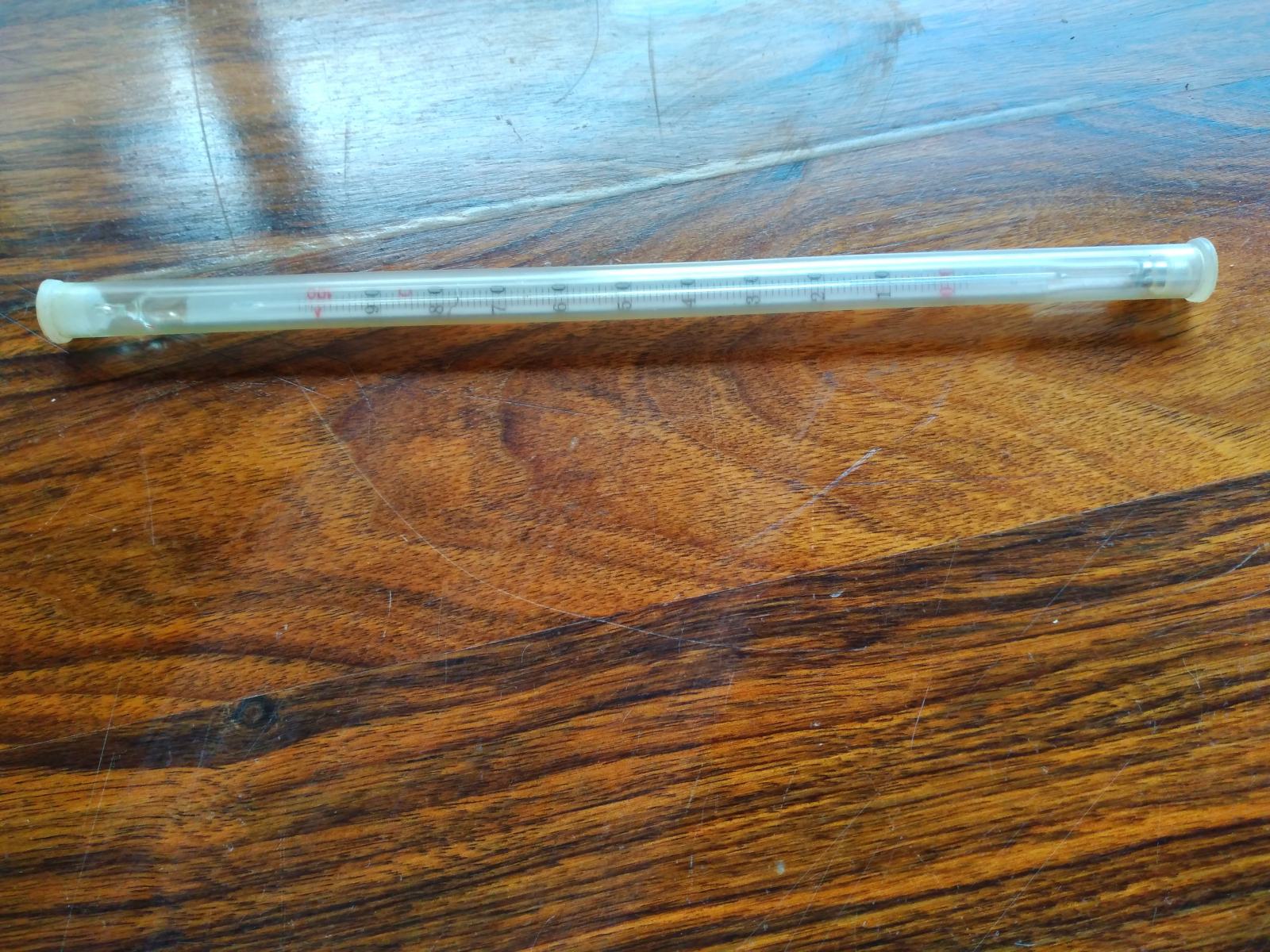 LABORATORIJSKI TERMOMETAR, ŽIVIN, OD 0-100 STUPNJEVA