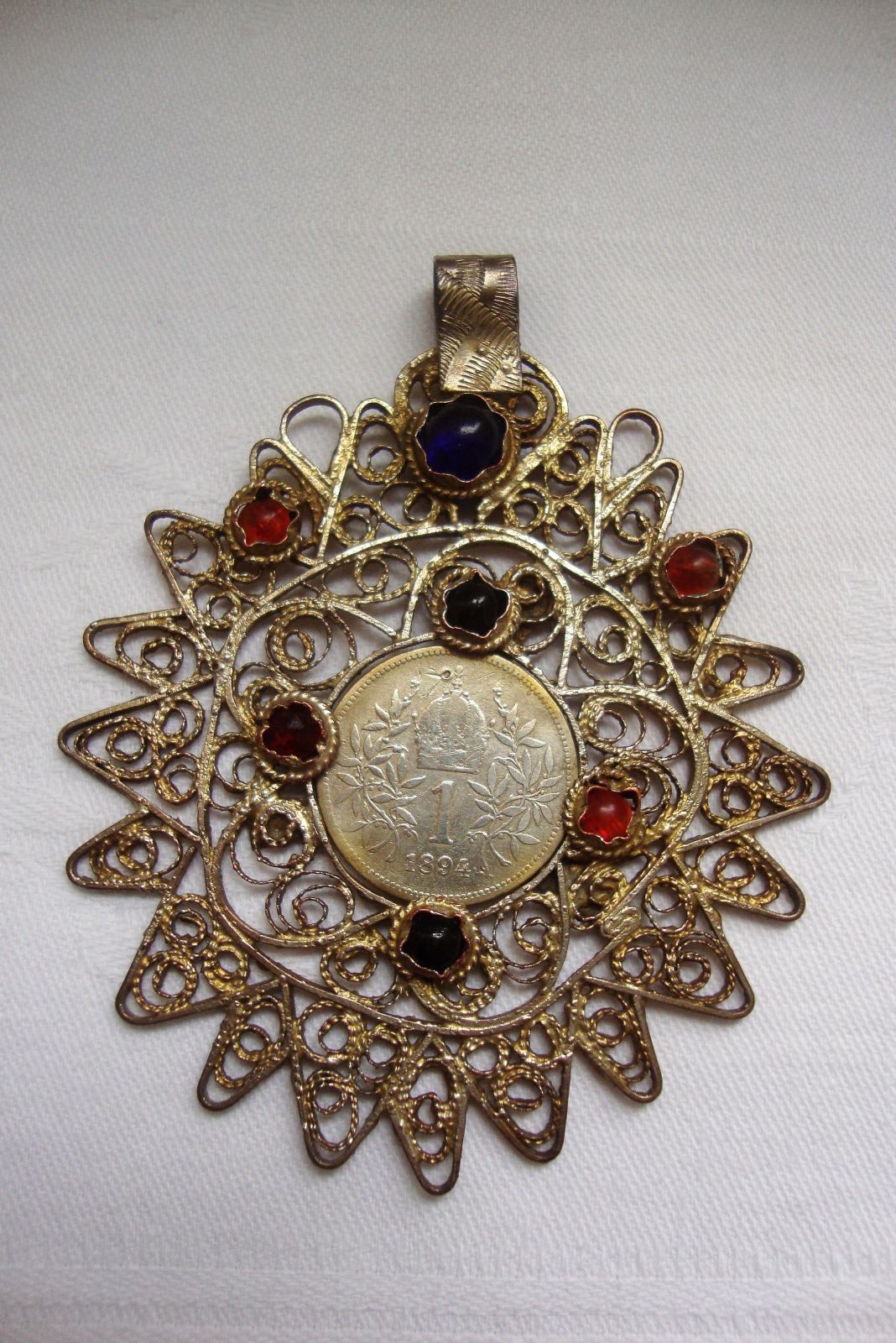 Privjesak srebro filigran 1894..krasan stari ruci rad