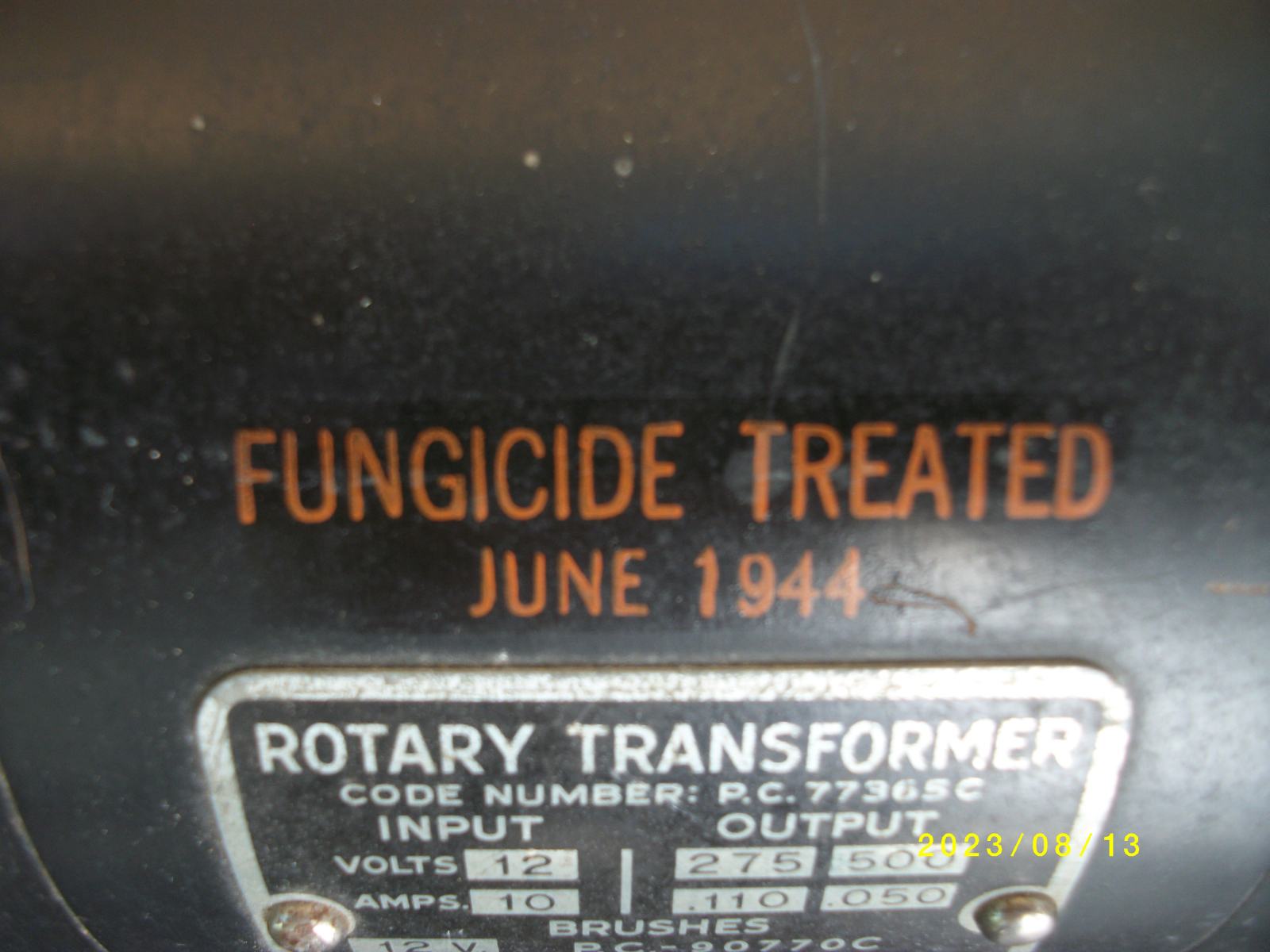 ROTARY TRANSFORMER GOD. 1944