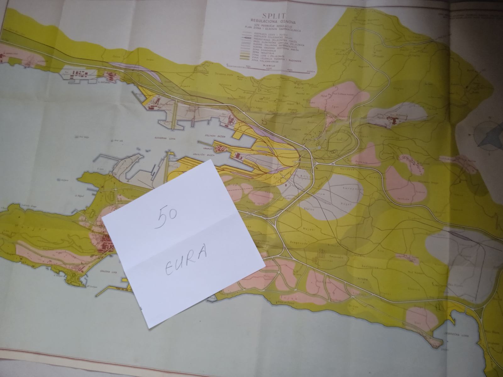 Split; karta grada 1951. RIJETKO