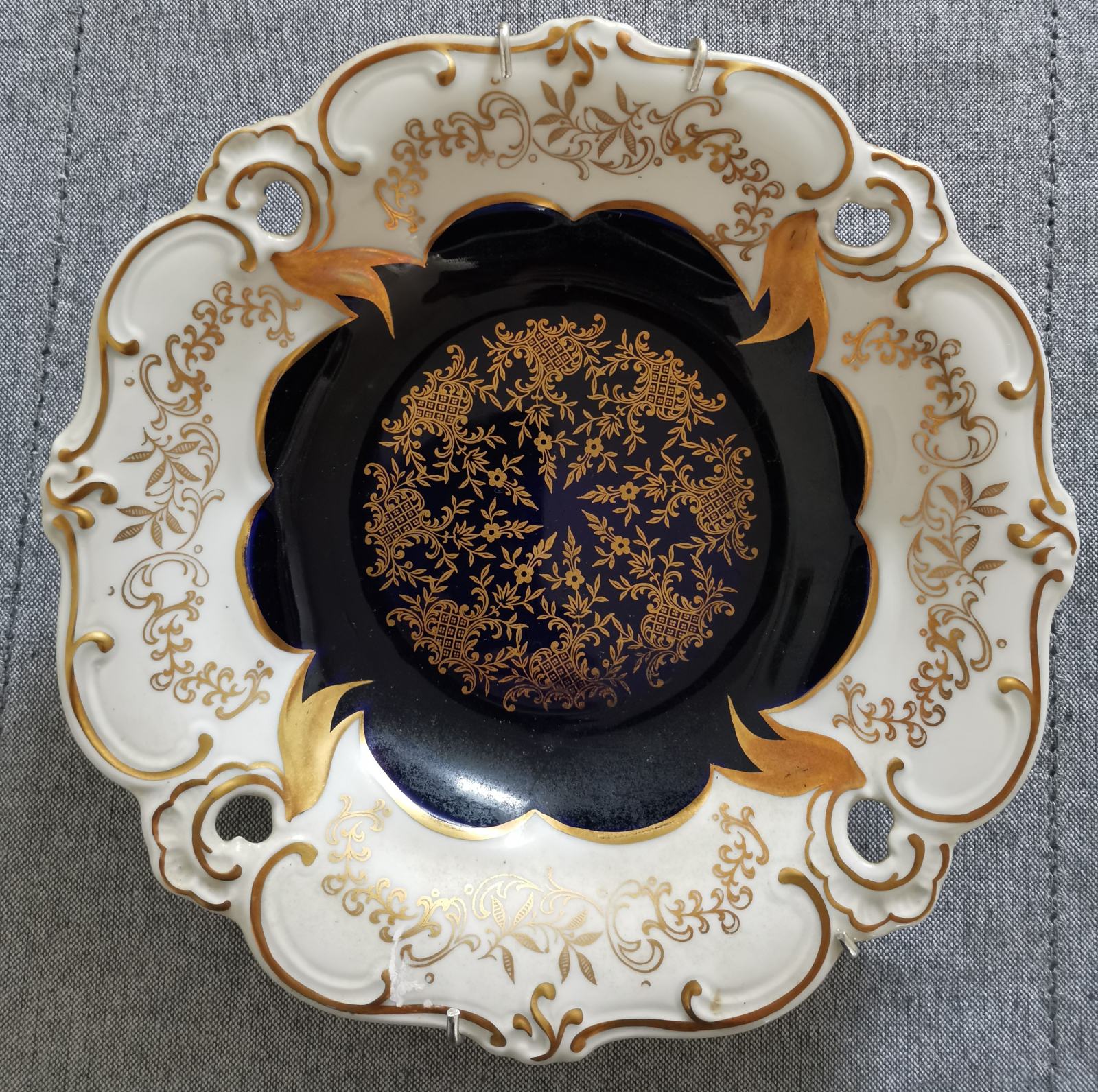 VINTAGE TANJUR ECHT WEIMAR2 COBALT-ILSE-24K pozlata-promjer 22 cm