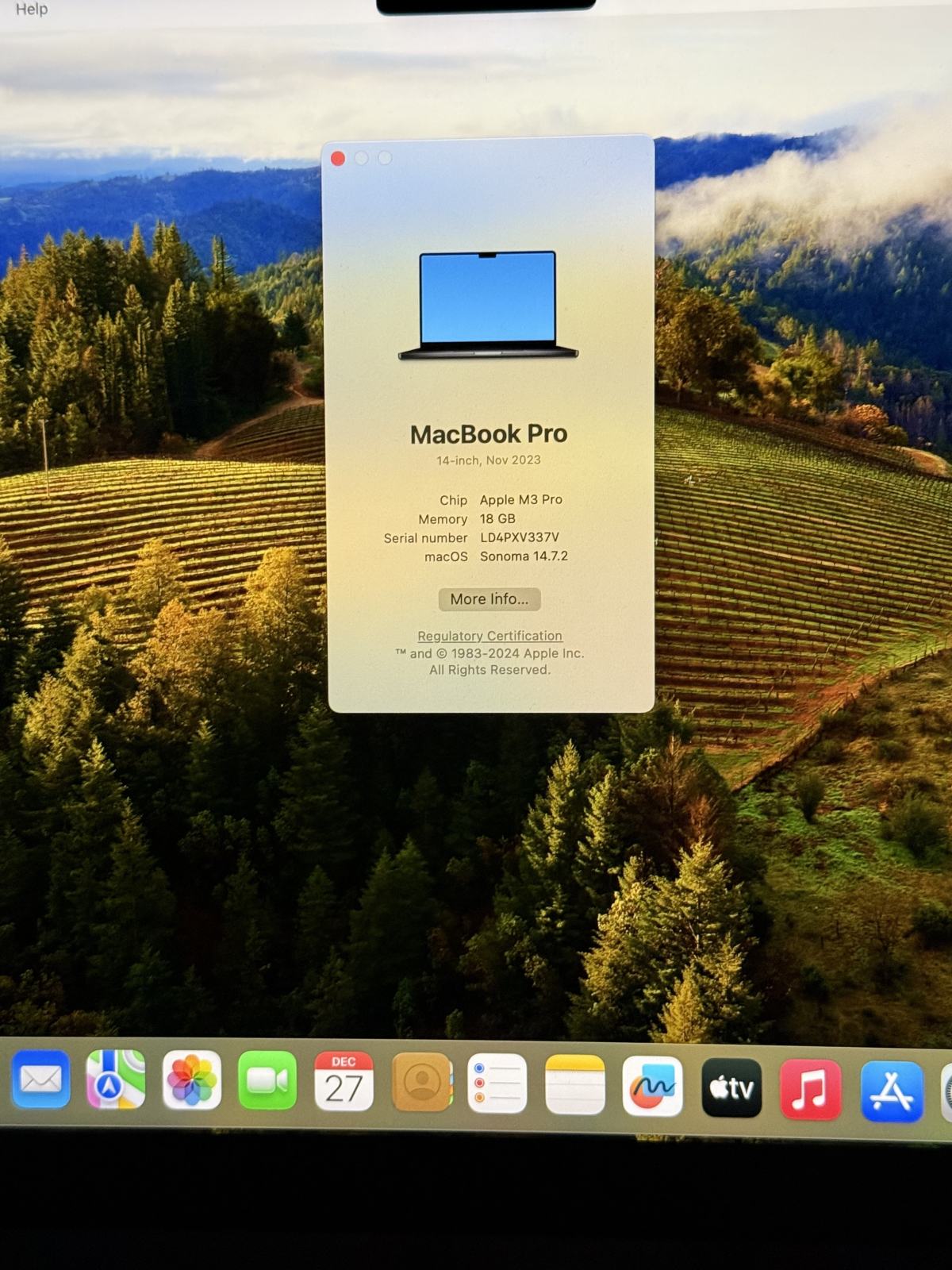 MacBook Pro M3 Pro 11C CPU/14C GPU/18GB RAM/US Layout