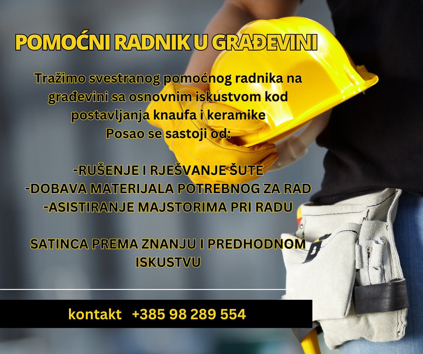 POMOĆNI RADNIK U GRAĐEVINI (m/ž)