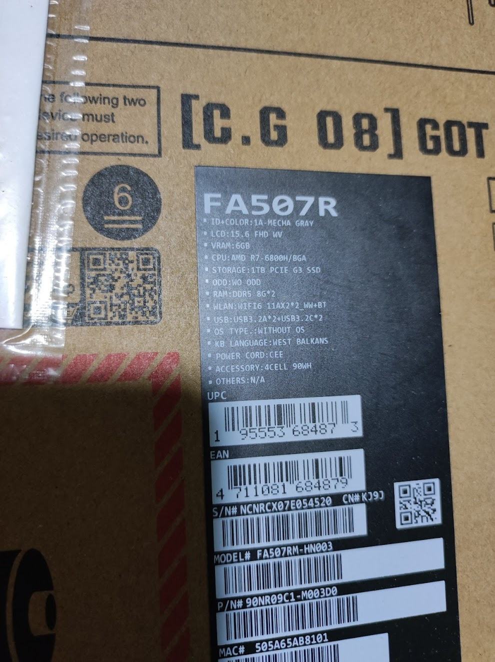 ASUS TUF Gaming A15 FA507RM-HN003 (Ryzen 6800H, RTX 3060, 16GB RAM)