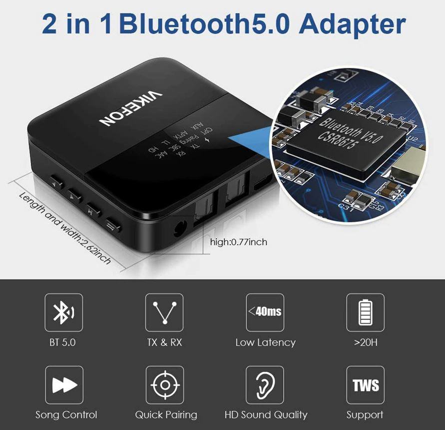 Bluetooth BT 5.0 400mA Aptx Receiver Transmiter prijemnik predajnikRCA
