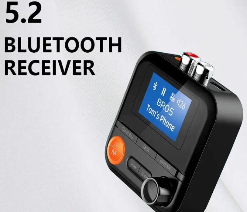 Bluetooth BT 5.2 LCD Transmiter Receiver USB TF 3.5mm 2RCA predajnik